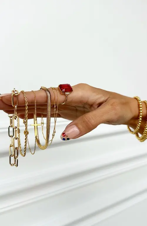 NICKEL & SUEDE Waterproof Sideways Cross Bracelet - Gold
