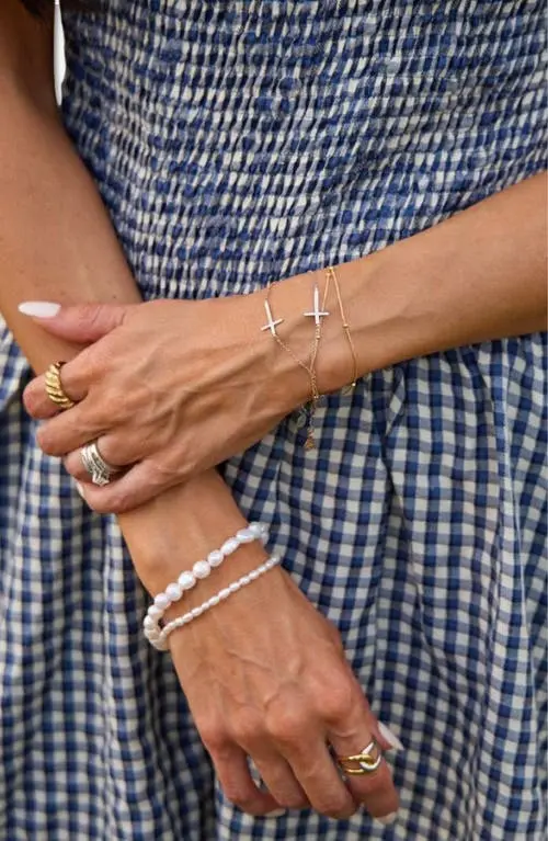 NICKEL & SUEDE Waterproof Sideways Cross Bracelet - Gold