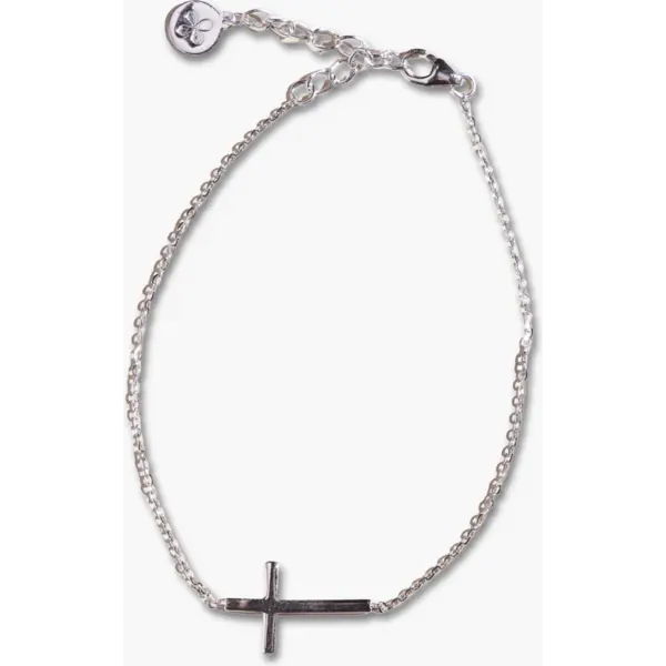 NICKEL & SUEDE Waterproof Sideways Cross Bracelet - Silver