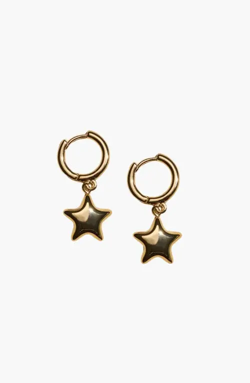 NICKEL & SUEDE Waterproof Puffy Star Huggie Earrings - Gold