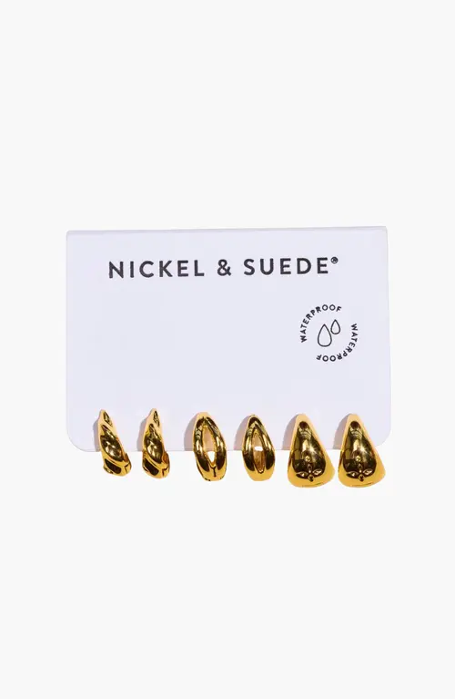NICKEL & SUEDE Chunky Waterproof Huggie Earring Set - Gold