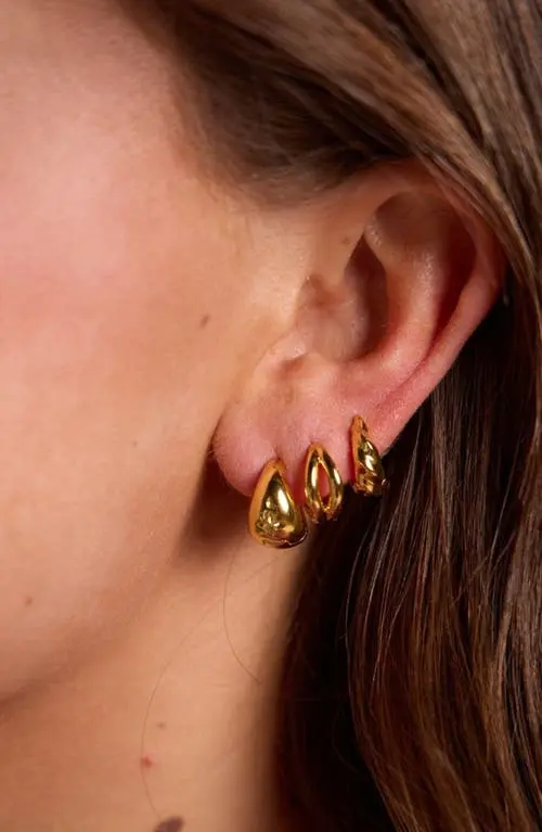 NICKEL & SUEDE Chunky Waterproof Huggie Earring Set - Gold