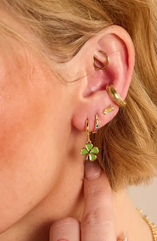 NICKEL & SUEDE Pave Huggie Earrings
