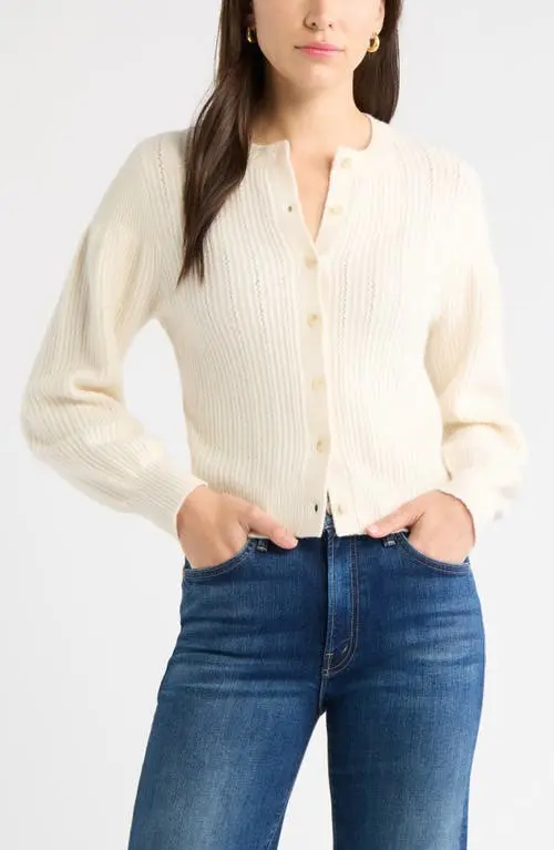 Caslon Crewneck Cardigan - Ivory Pristine
