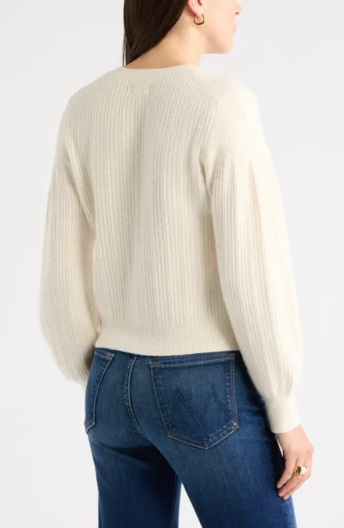 Caslon Crewneck Cardigan - Ivory Pristine