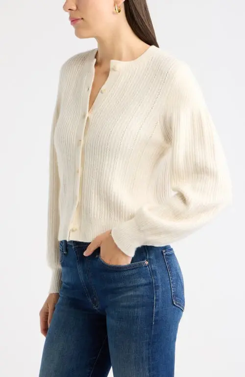 Caslon Crewneck Cardigan - Ivory Pristine