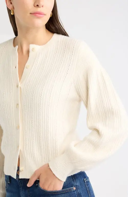 Caslon Crewneck Cardigan - Ivory Pristine