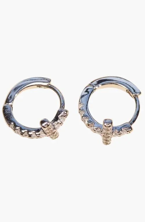 NICKEL & SUEDE Waterproof Cross Huggie Earrings - Silver