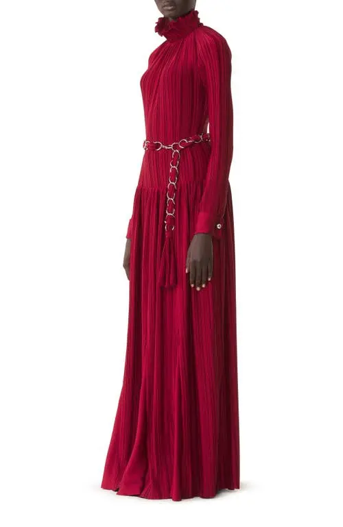 LANVIN Long Pleated Charmeuse Dress