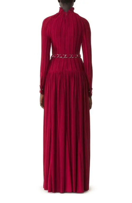 LANVIN Long Pleated Charmeuse Dress