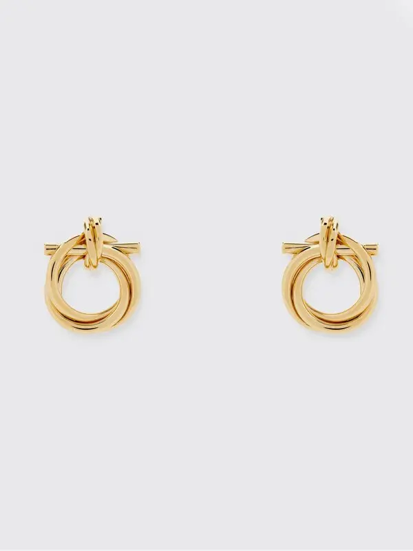 FERRAGAMO Gancini Stud Earrings In Brass - Gold