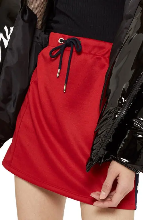 Topshop Sporty Popper Miniskirt - Red Multi