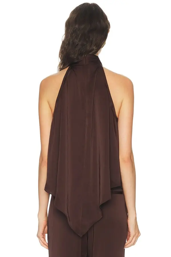 Lapointe Lightweight Satin Hankerchief Top In Brown