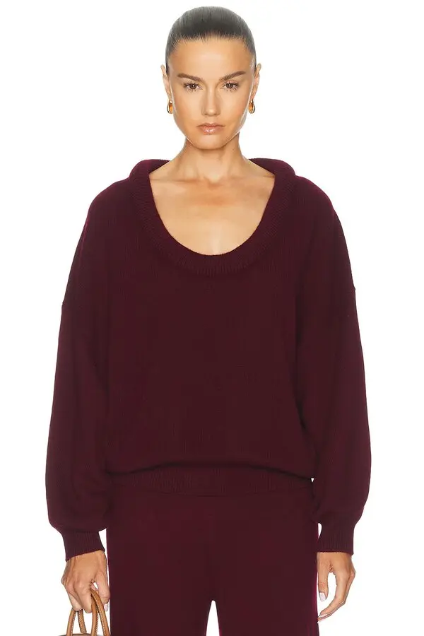 LISA YANG Doria Sweater In Wine - Deep Plum