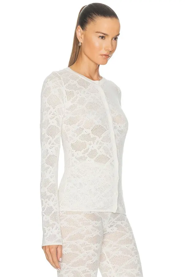THE ELDER STATESMAN Pointelle Fitted Cardigan
