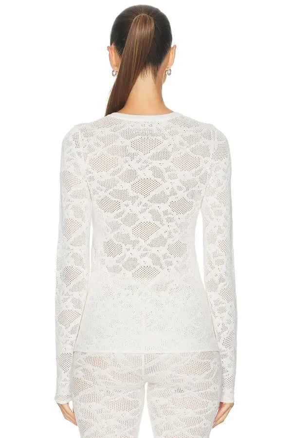 THE ELDER STATESMAN Pointelle Fitted Cardigan In Cream