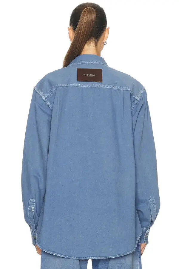 JW Anderson Oversized Button Up Shirt In Blue