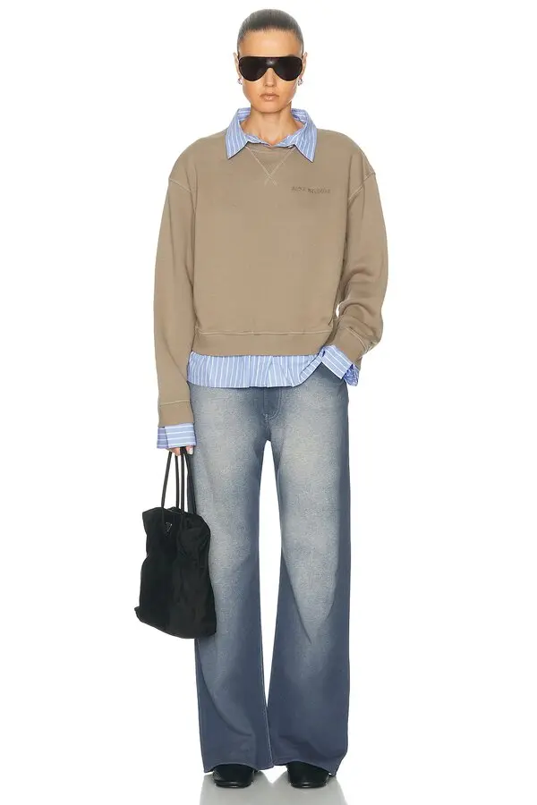 Acne Studios Finten Crewneck Sweatshirt In Beige