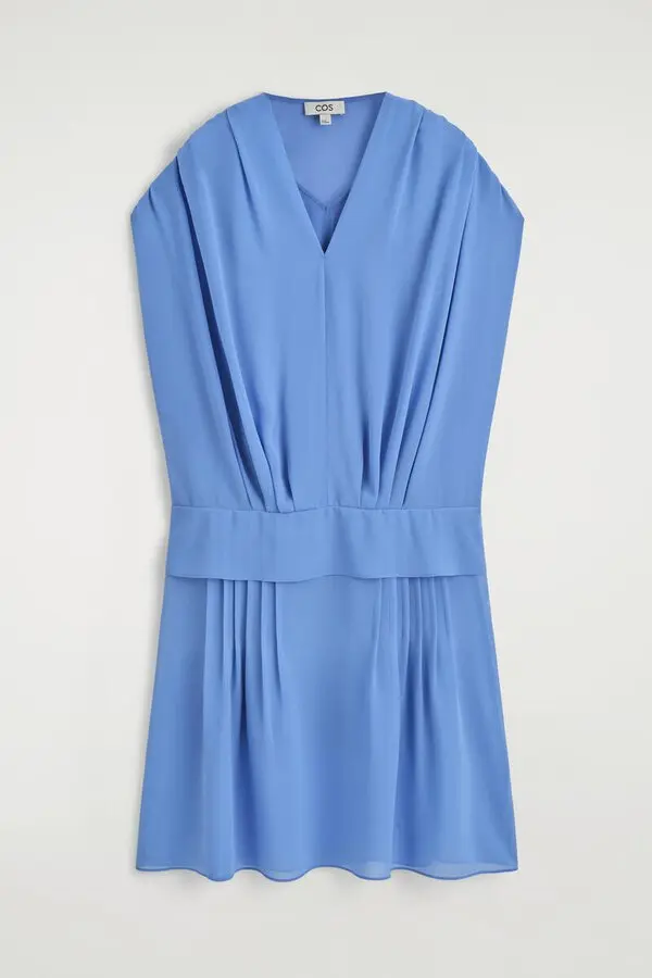 Cos Draped Pleated V-neck Midi Dress