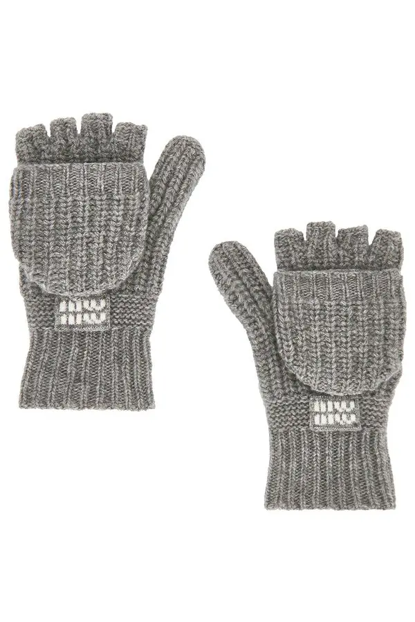 Miu Miu Cashmere Wool Gloves - Grigio