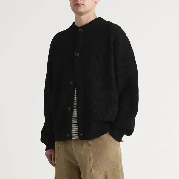 FRIZMWORKS Heavy Wool Round Cardigan - Black