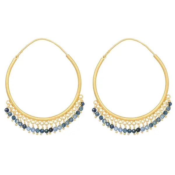 OPIUM JEWELS Gold / Blue Large Cascade Hoops Blue Sapphires - Gold/blue