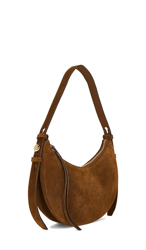 Tory Burch Romy Suede Half Moon Bag In Tan