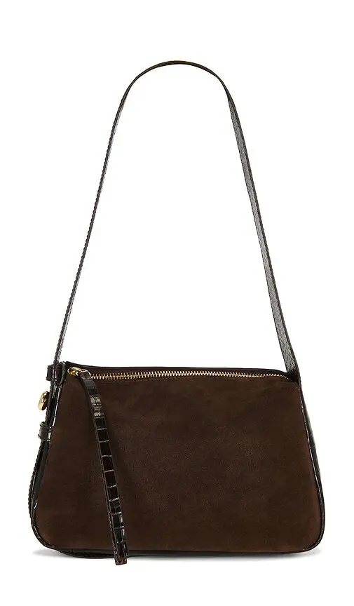Tory Burch Romy Suede Small Shoulder Bag In Chocolate - Dark Cocoa