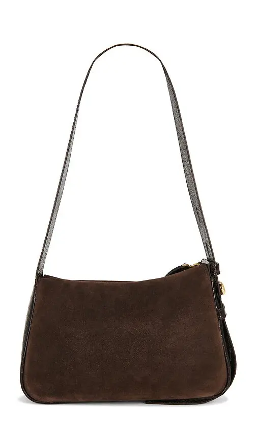 Tory Burch Romy Suede Small Shoulder Bag In Chocolate - Dark Cocoa