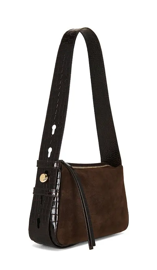 Tory Burch Romy Suede Small Shoulder Bag In Chocolate - Dark Cocoa