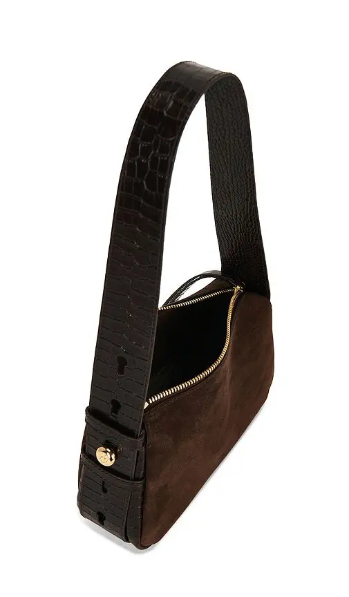 Tory Burch Romy Suede Small Shoulder Bag In Chocolate - Dark Cocoa