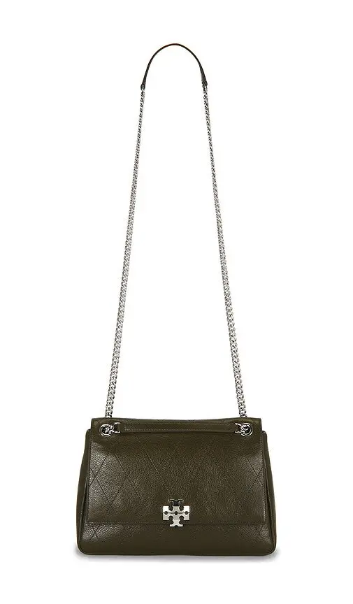 Tory Burch Charlie Quilted Shoulder Bag In Olive - Leccio