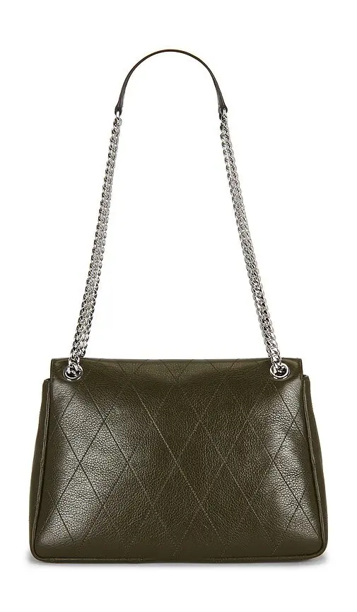 Tory Burch Charlie Quilted Shoulder Bag In Olive - Leccio