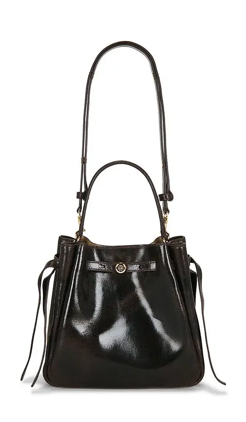 Tory Burch Romy Distressed Bucket Bag In Brown - Dark Brown