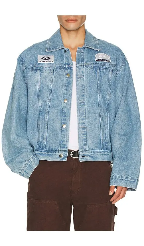 SIEGELMAN STABLE X Ford Patched Denim Jacket In Blue