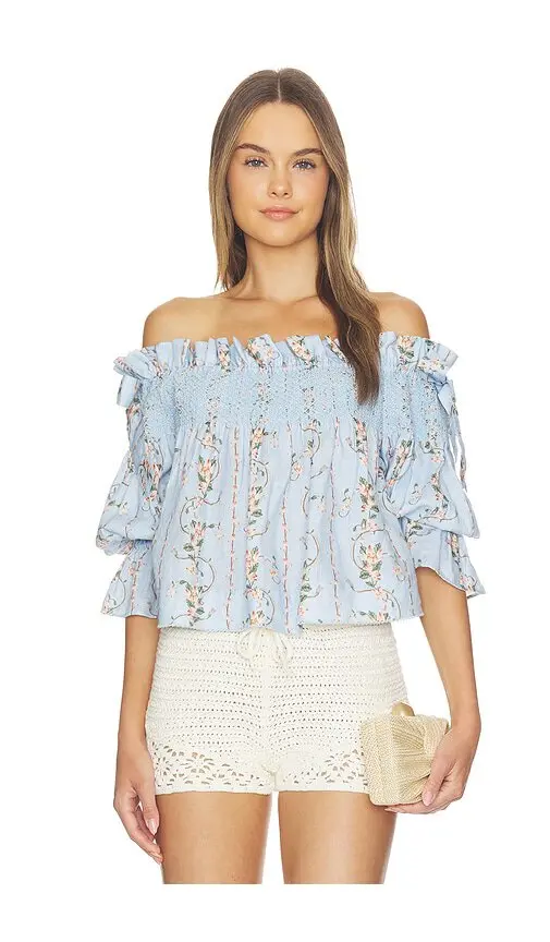 Agua Bendita Isla Navegante Blouse In Blue - Multicolor