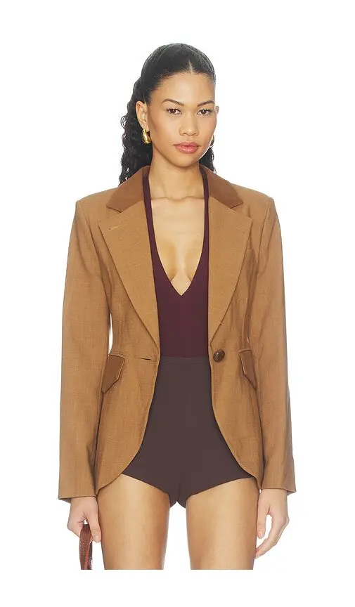 Smythe Blocked Seamed Blazer In Brown