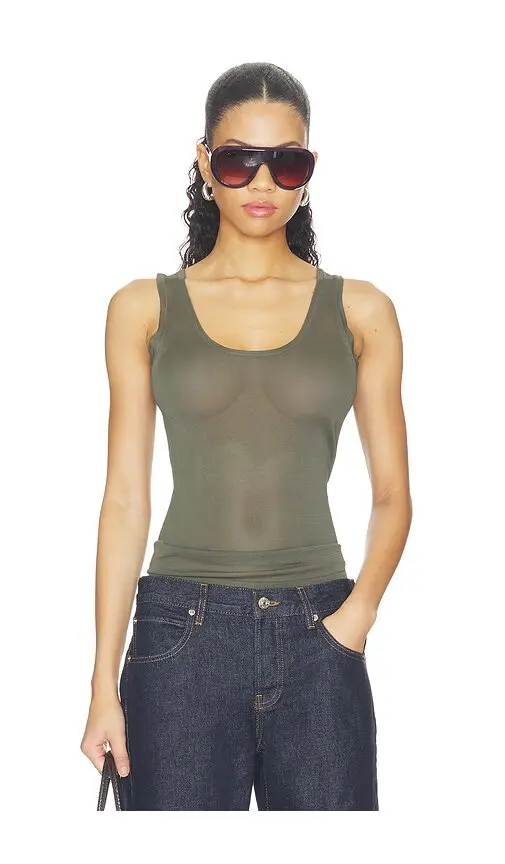 MOTHER OF ALL Elena Tank Top In Green - Wood