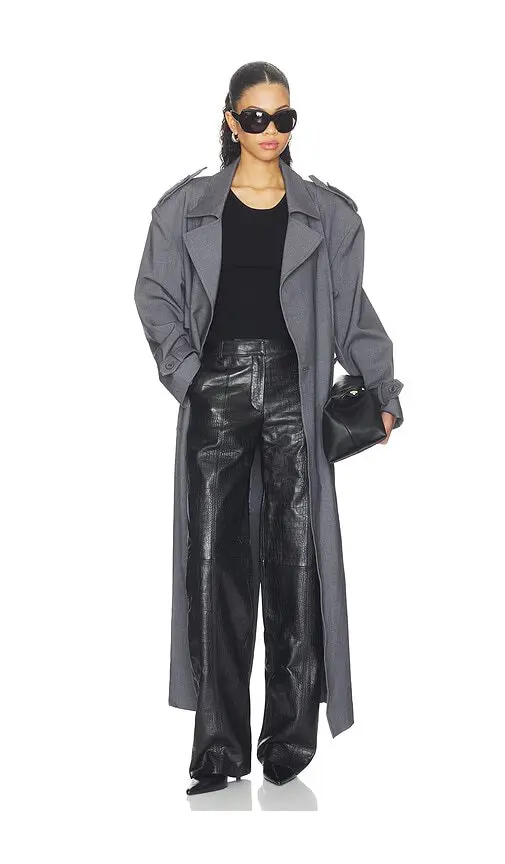 MOTHER OF ALL Brooklyn Long Trench Coat In Grey - Dark Grey
