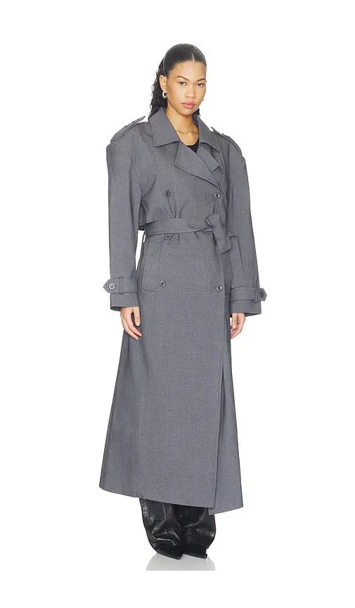 MOTHER OF ALL Brooklyn Long Trench Coat In Grey