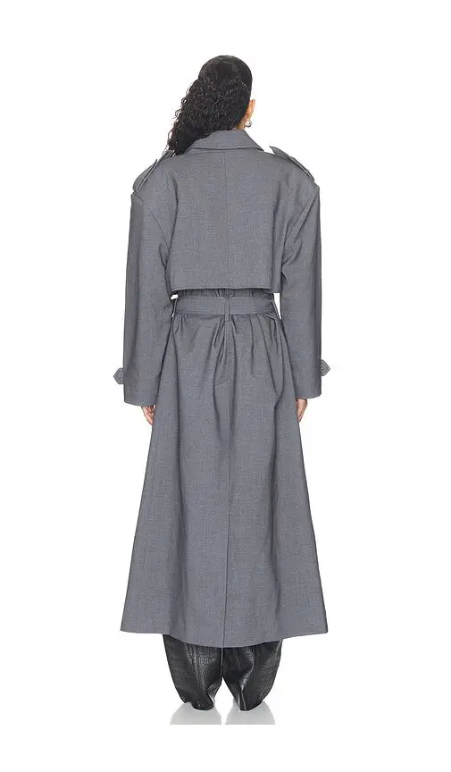MOTHER OF ALL Brooklyn Long Trench Coat In Grey