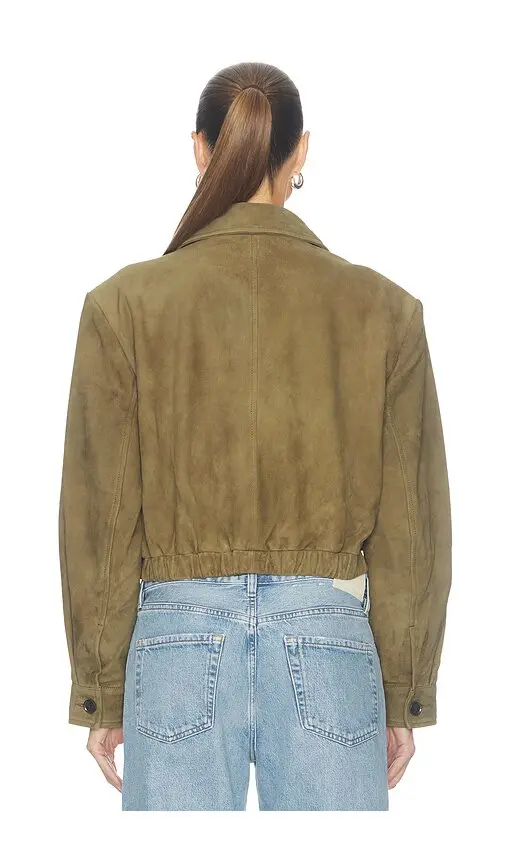 AGOLDE Nahla Cropped Suede Jacket In Brown