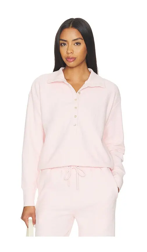 NEGATIVE UNDERWEAR Waffle Knit Pullover In Pink