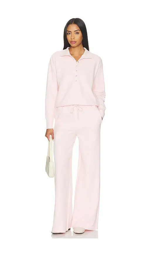NEGATIVE UNDERWEAR Waffle Knit Pullover In Pink