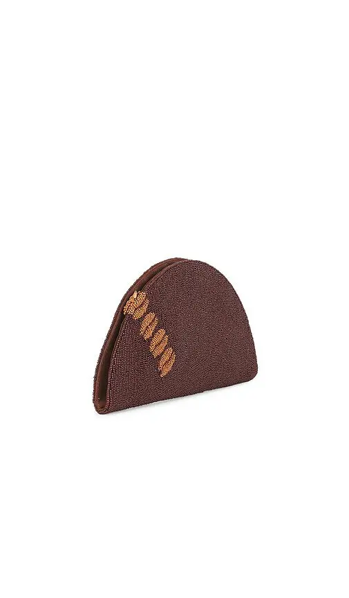 SIMONMILLER Beaded Lune Clutch In Brown
