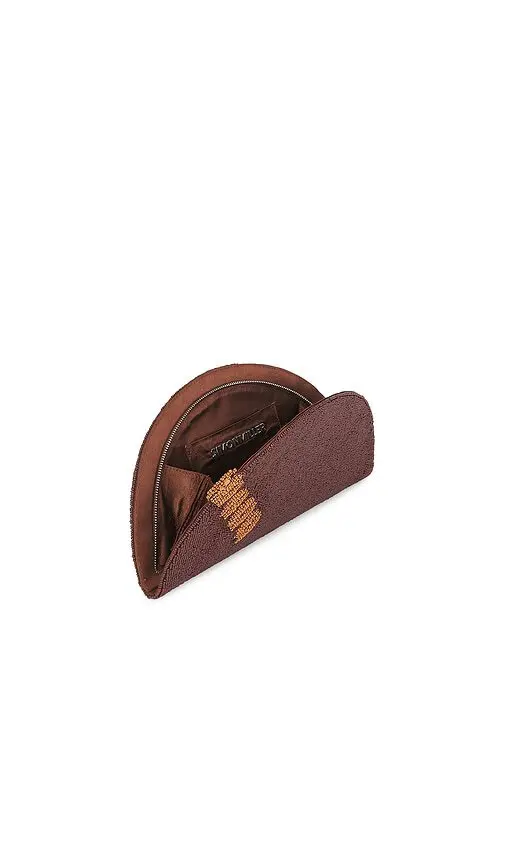 SIMONMILLER Beaded Lune Clutch In Brown