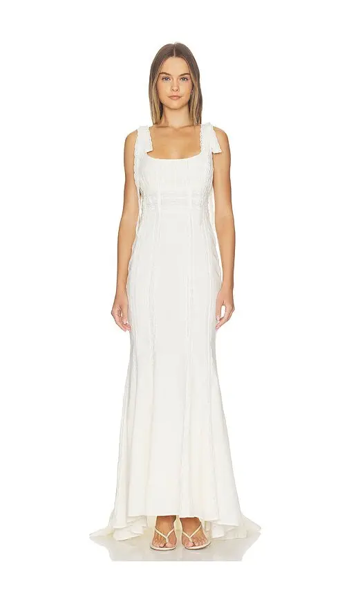 V. CHAPMAN X Kristopher Brock Seville Dress In White - Eggshell
