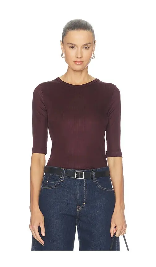 AGOLDE Saige Tee In Burgundy