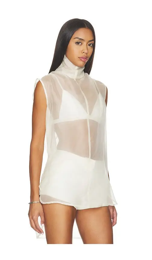 AEXAE X Silk Organza Roll Neck Top