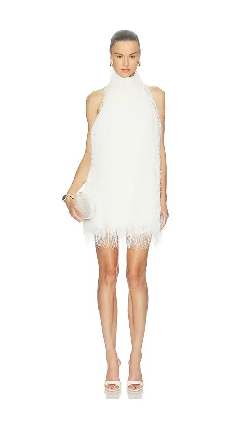 AEXAE Polyester Fringe Halter Mini Dress